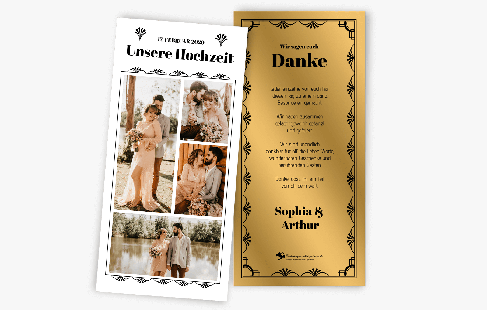 Dankeskarte Golden| mit Goldakzente
